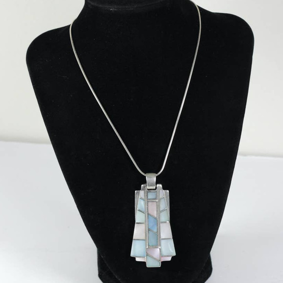 Jewelry | Vintage Sterling Silver 925 Pastel Mop Inlay Art Deco Style ...